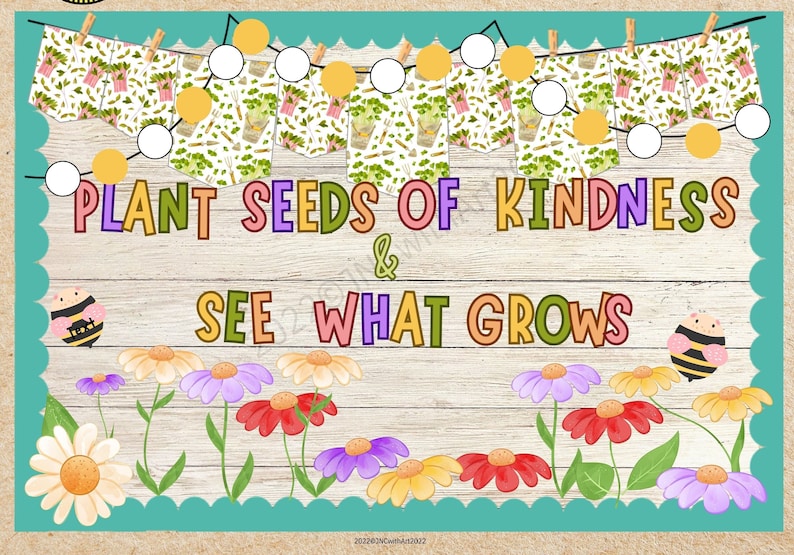 Spring Flowers Bulletin Board Kit, Seeds of Kindness, Door Decor ...