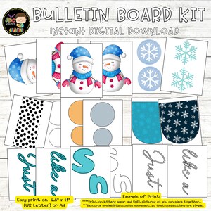 Winter Bulletin Board Kit December Snow Door Decor EDITABLE - Etsy