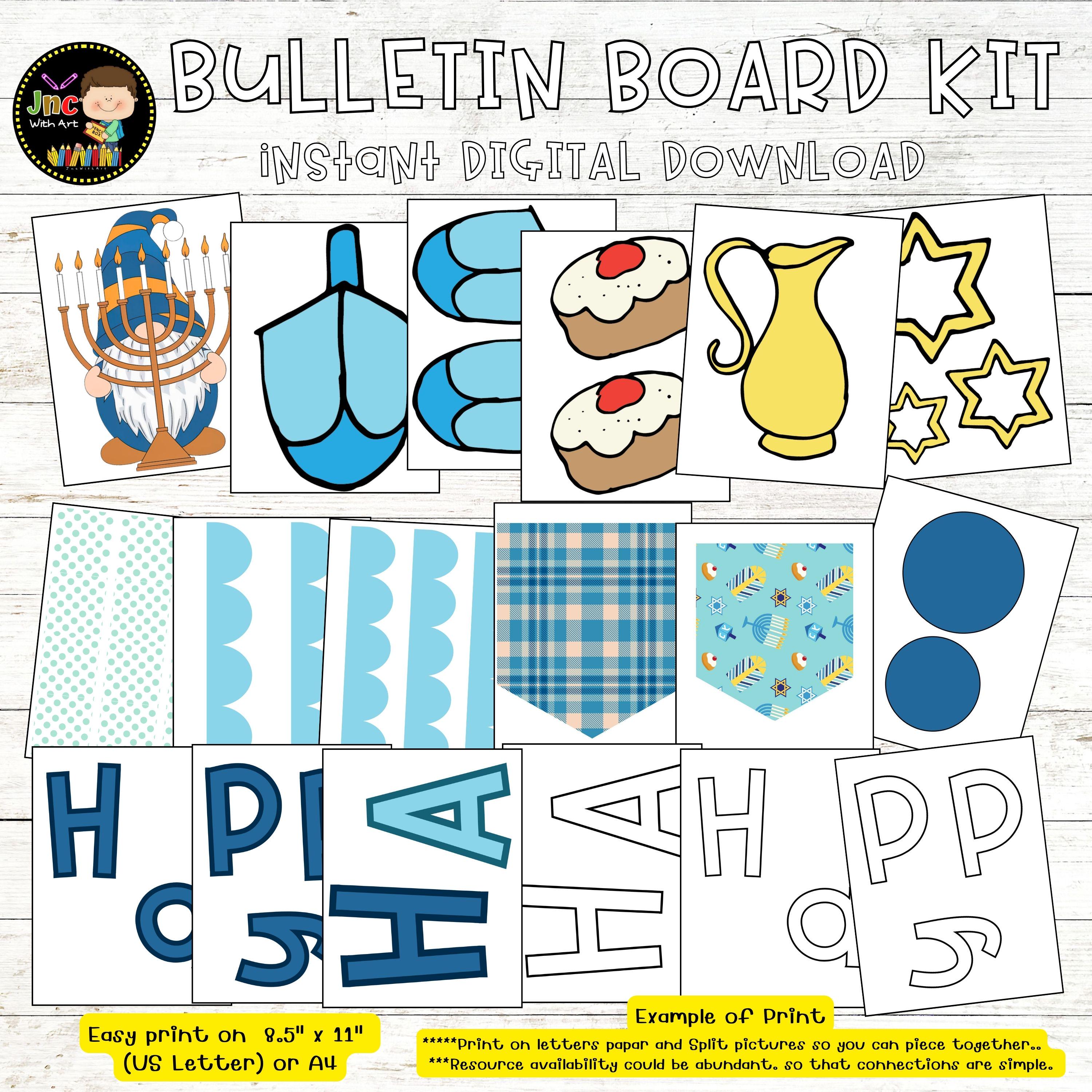 Hanukkah Gnome Bulletin Board Kit December Shine Bright Door Decor ...