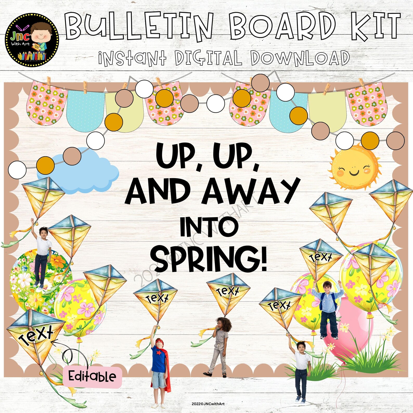 Spring is in the Air Bulletin Board Kit Classroom Door Decor Editable ...