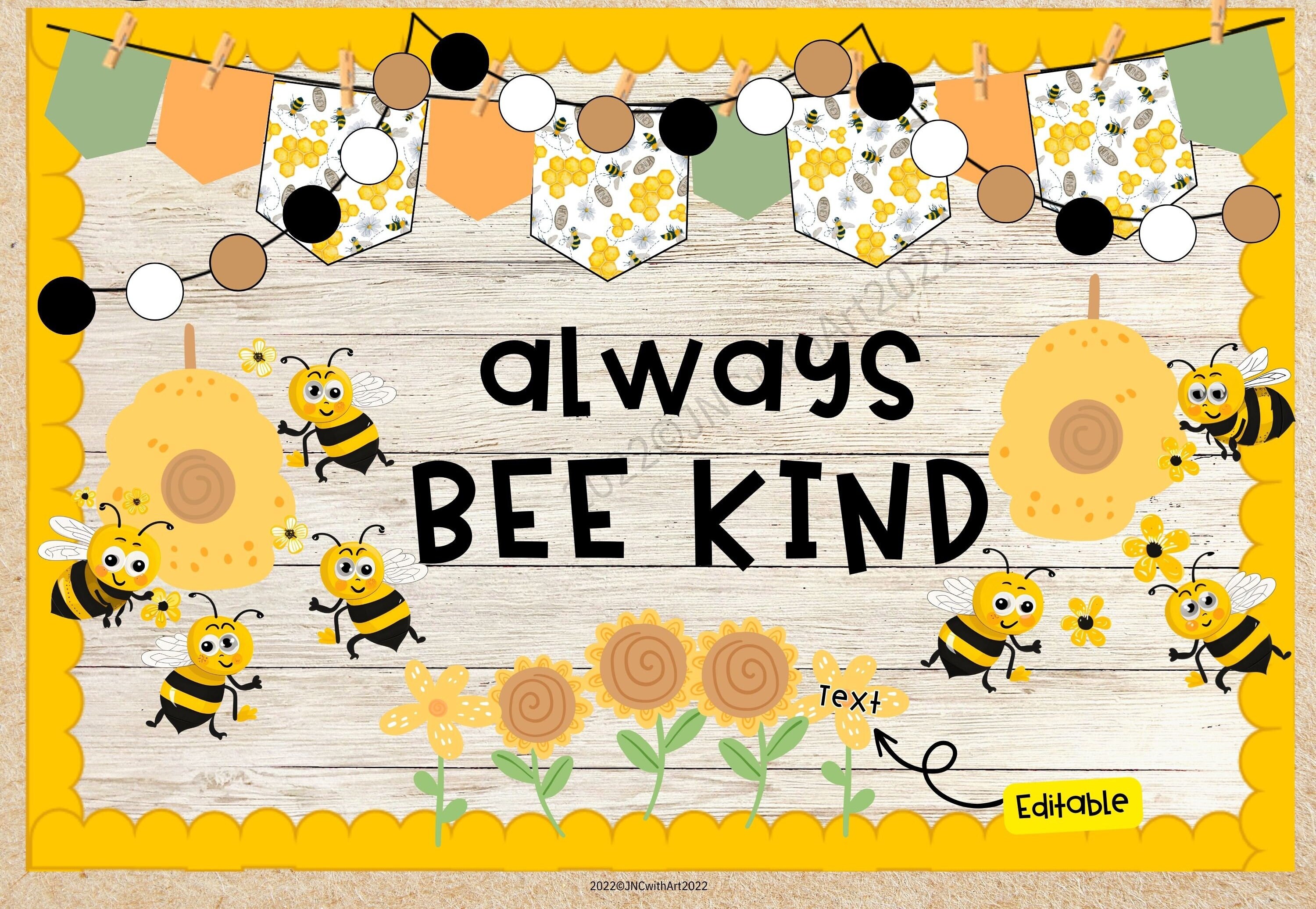 Bee Kind Bulletin Board Kit: Spring Classroom Decor (digital Download ...