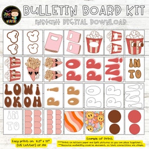Back to School Popcorn Bulletin Board Kit Door Decor Editable - Etsy