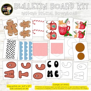 Hot Cocoa Bulletin Board Kit Winter Door Decor Editable - Etsy