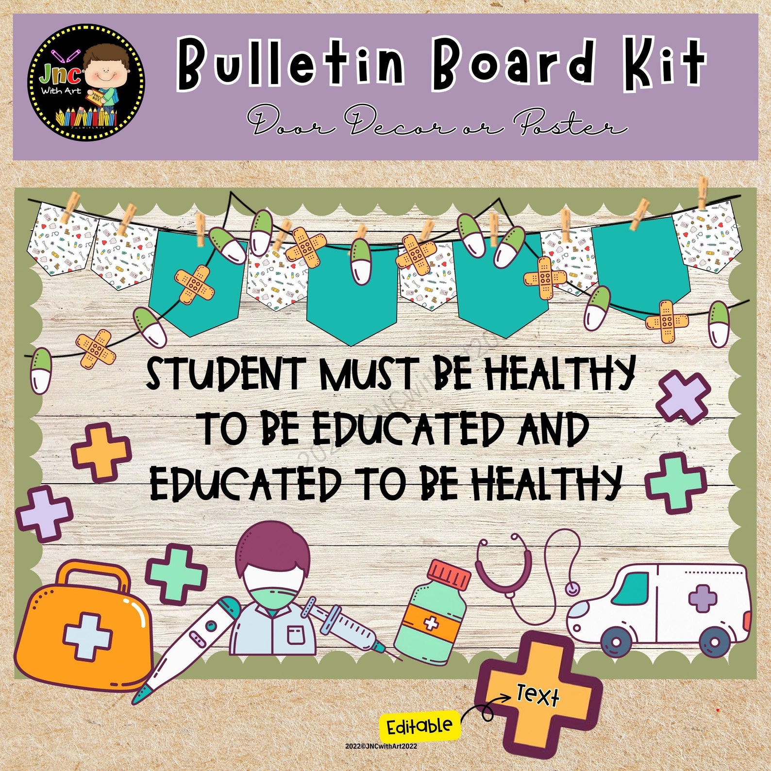 Health Bulletin Board Kit Healthcare Education Door Decor Nursing ...