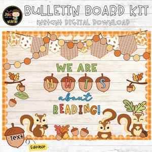 Fall Bulletin Board Kit We're Nuts About Fall Squirrel Door Decoration ...