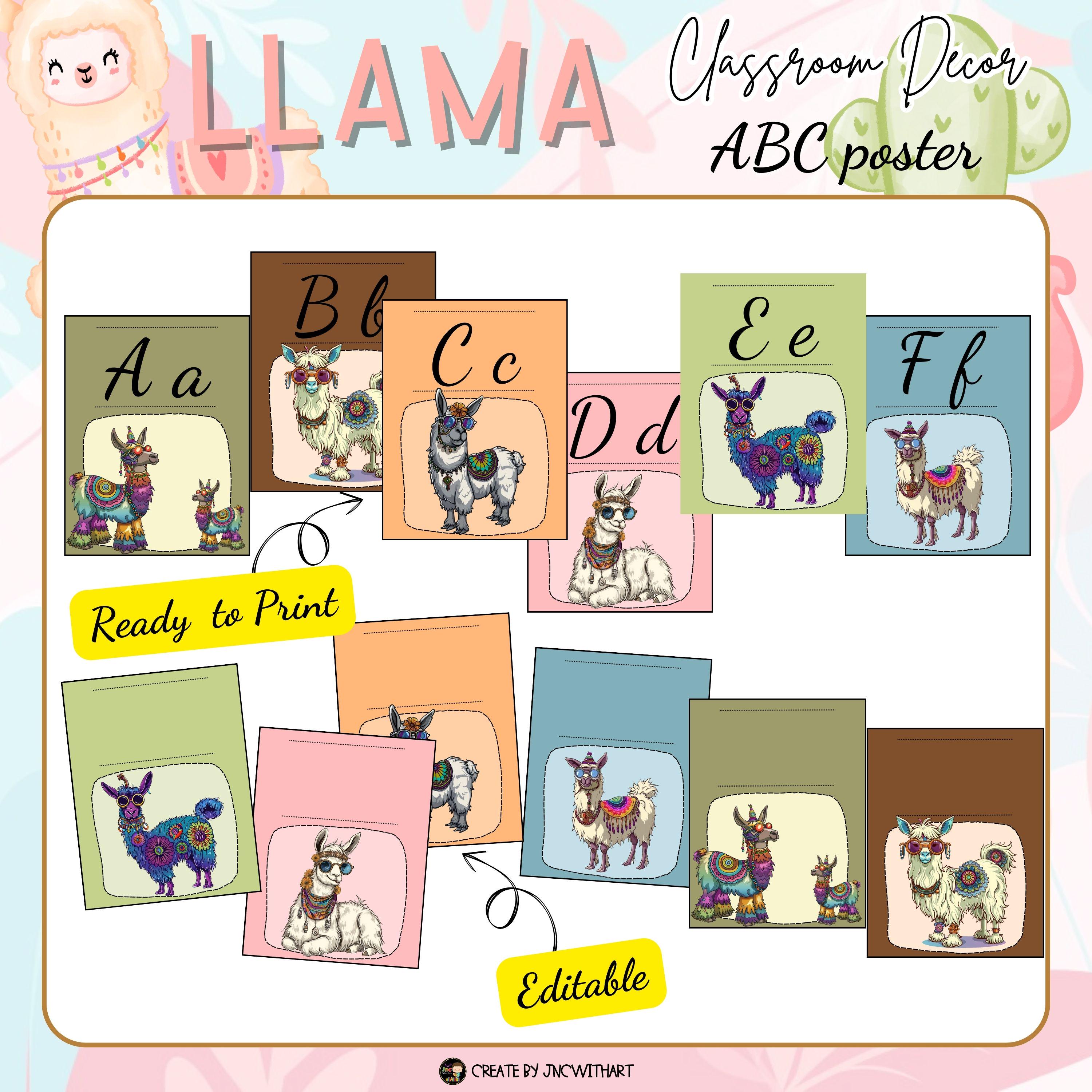 LLAMA Themed Classroom Decor Bundle, Printable, Back to School ...