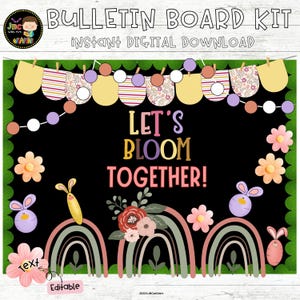 Let's Bloom Together Bulletin Board, Spring Bulletin Board Kit, Easter ...