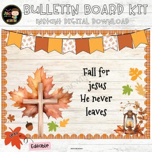 Fall Christian Bulletin Board Thanksgiving Church Religious Editable - Etsy