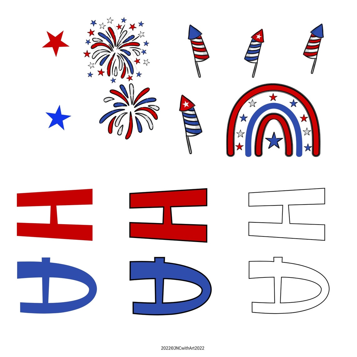 4th July Fireworks Independence Day Bulletin Board, Door Decor Kit ...