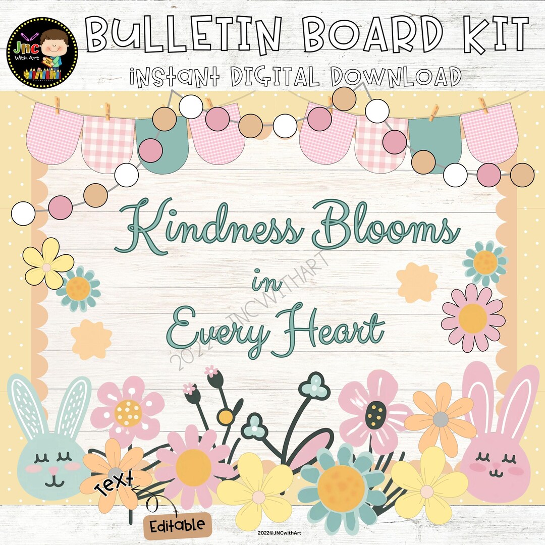 Spring Bulletin Board Kit Kindness Themed Classroom March April Door ...