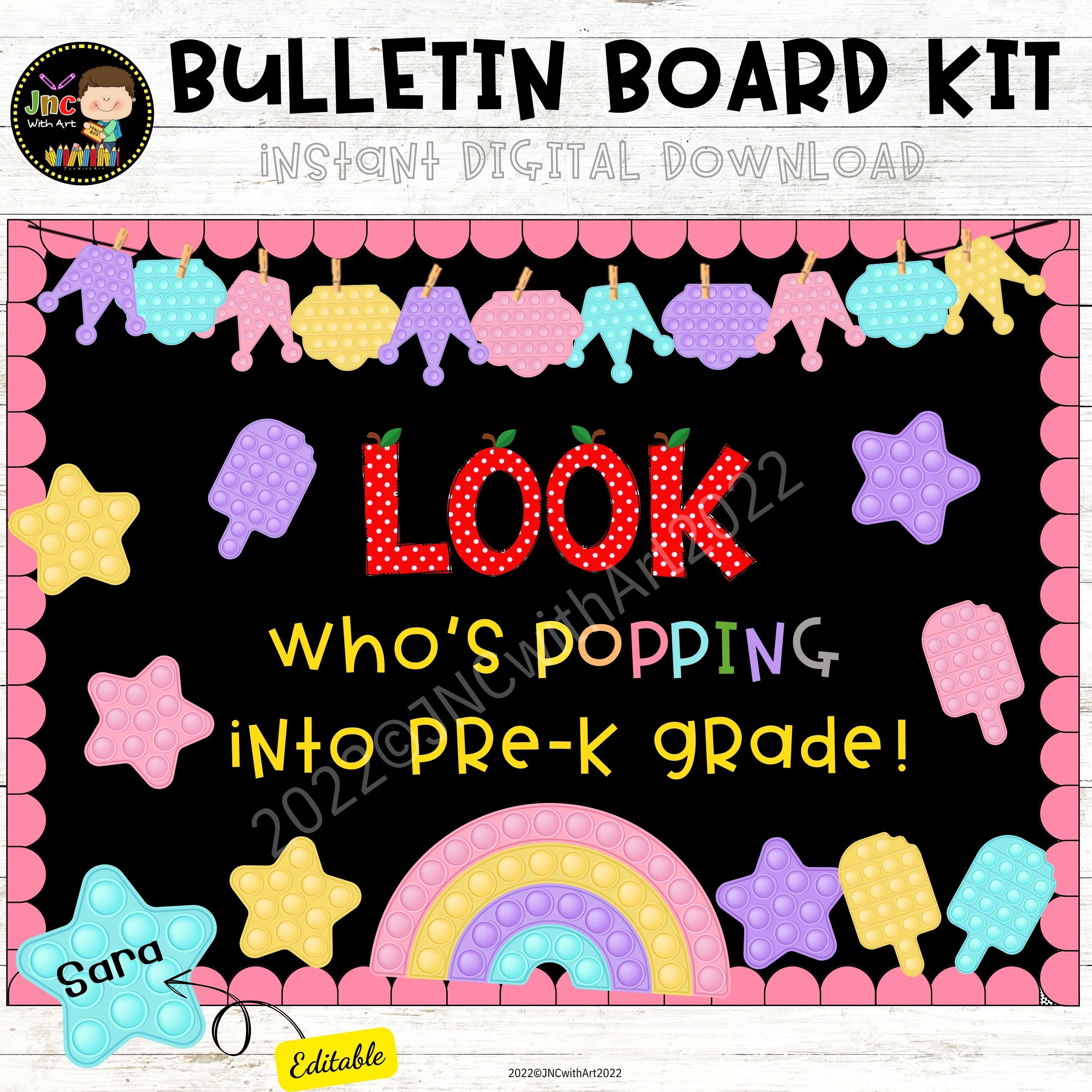 Back to School Bulletin Board Kit Pop It Themed Door Decor Editable - Etsy