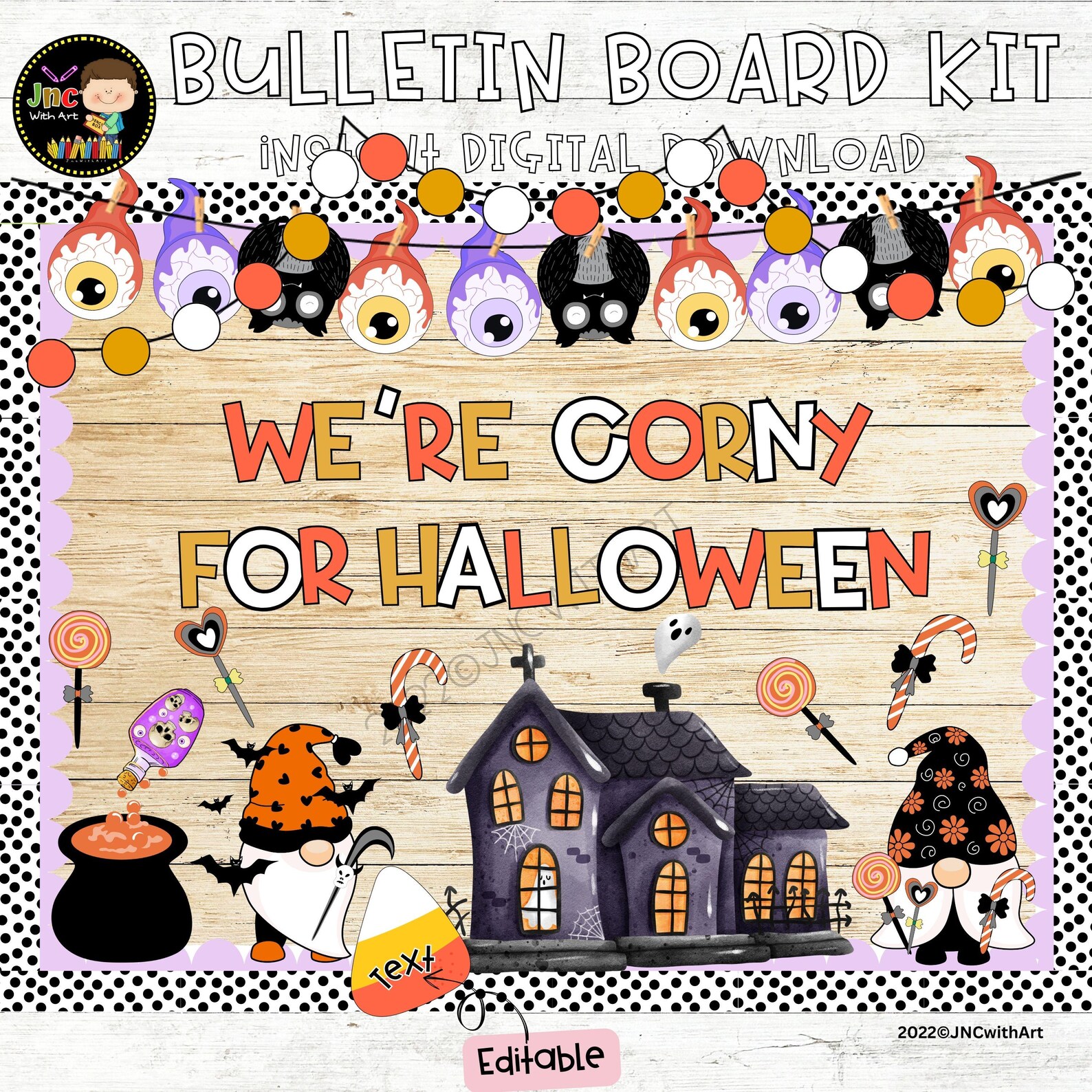 Trick or Treat Halloween Bulletin Board Kit October Door Decor Editable ...
