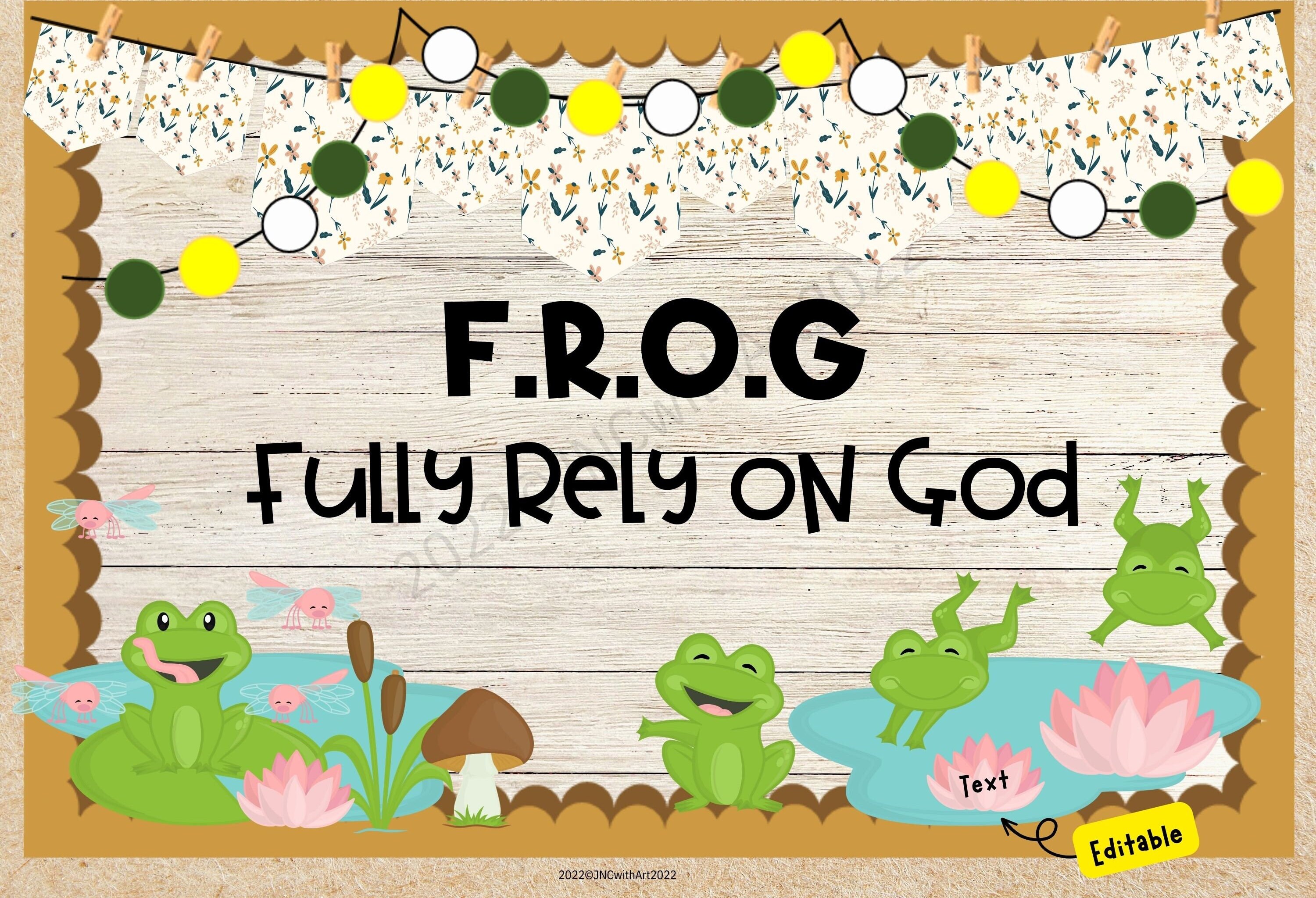 Frog Bulletin Board Kit,hoppy Spring,froggy- Fuly Rely on God Christian ...
