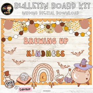 Groovy Halloween Bulletin Board Kit What's Brewing October Door Decor ...