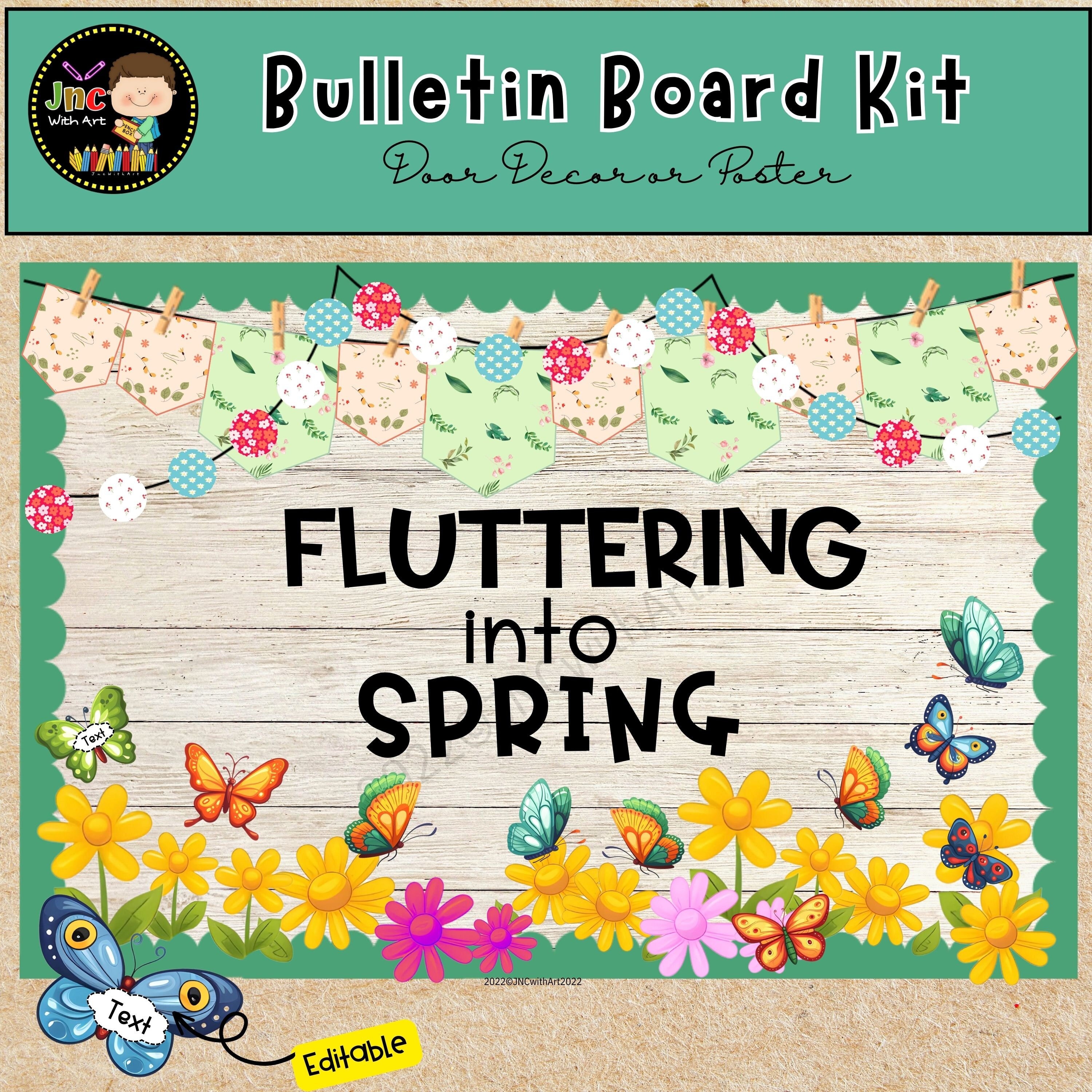Spring Bulletin Board Kit, Butterfly Classroom Door Decor, April ...