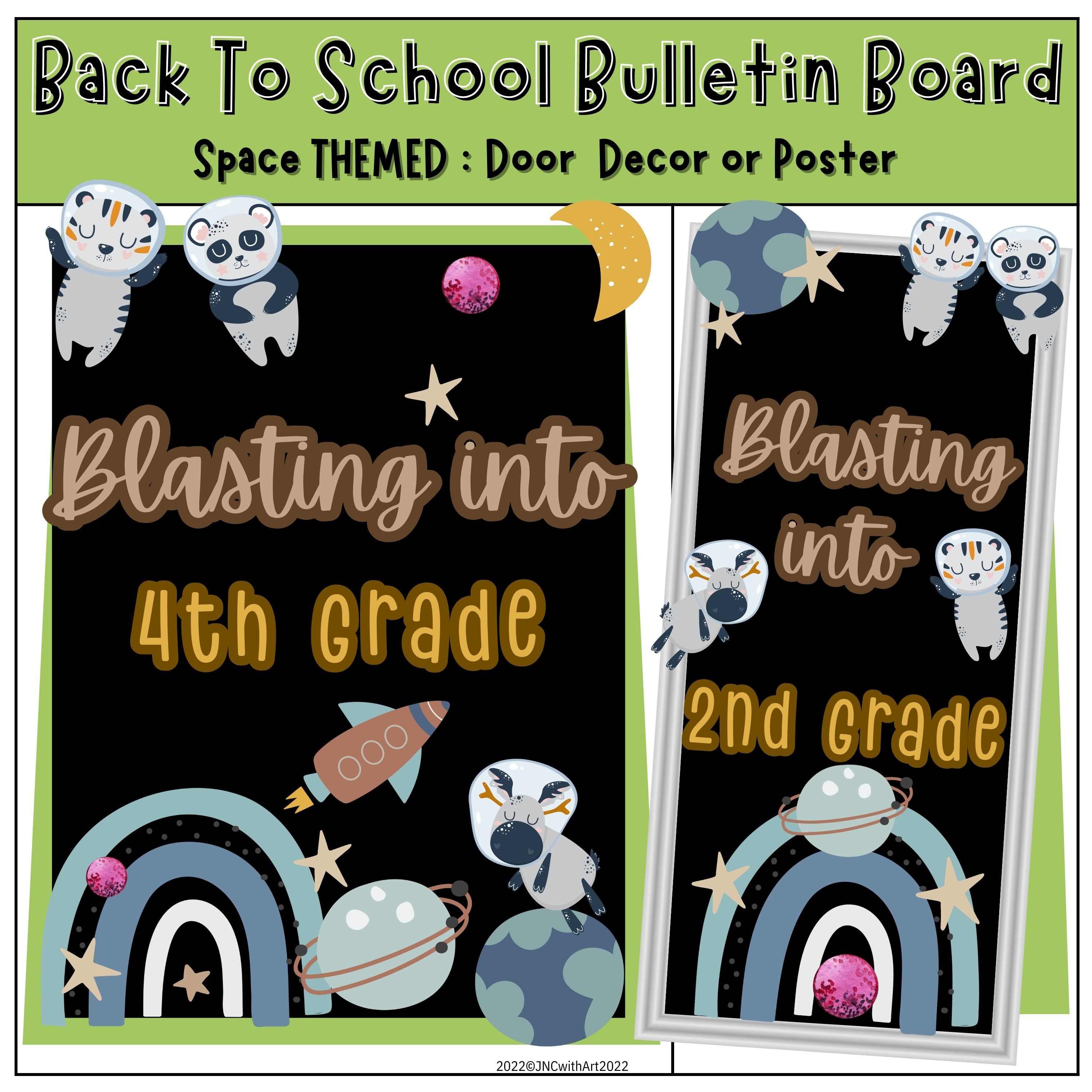 Space Back to School Bulletin Board Kit Summer Aug Door Decorations ...