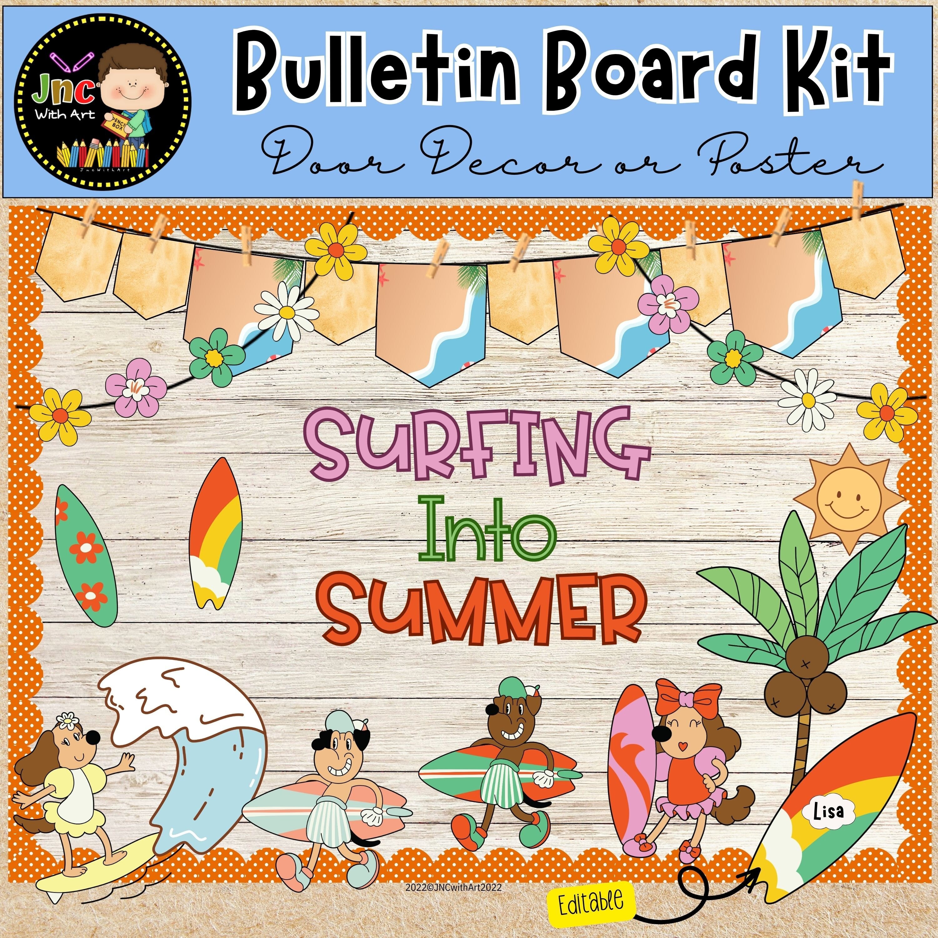 Surfing Into Summer Bulletin Board Kit End of Year Classroom Door Decor ...