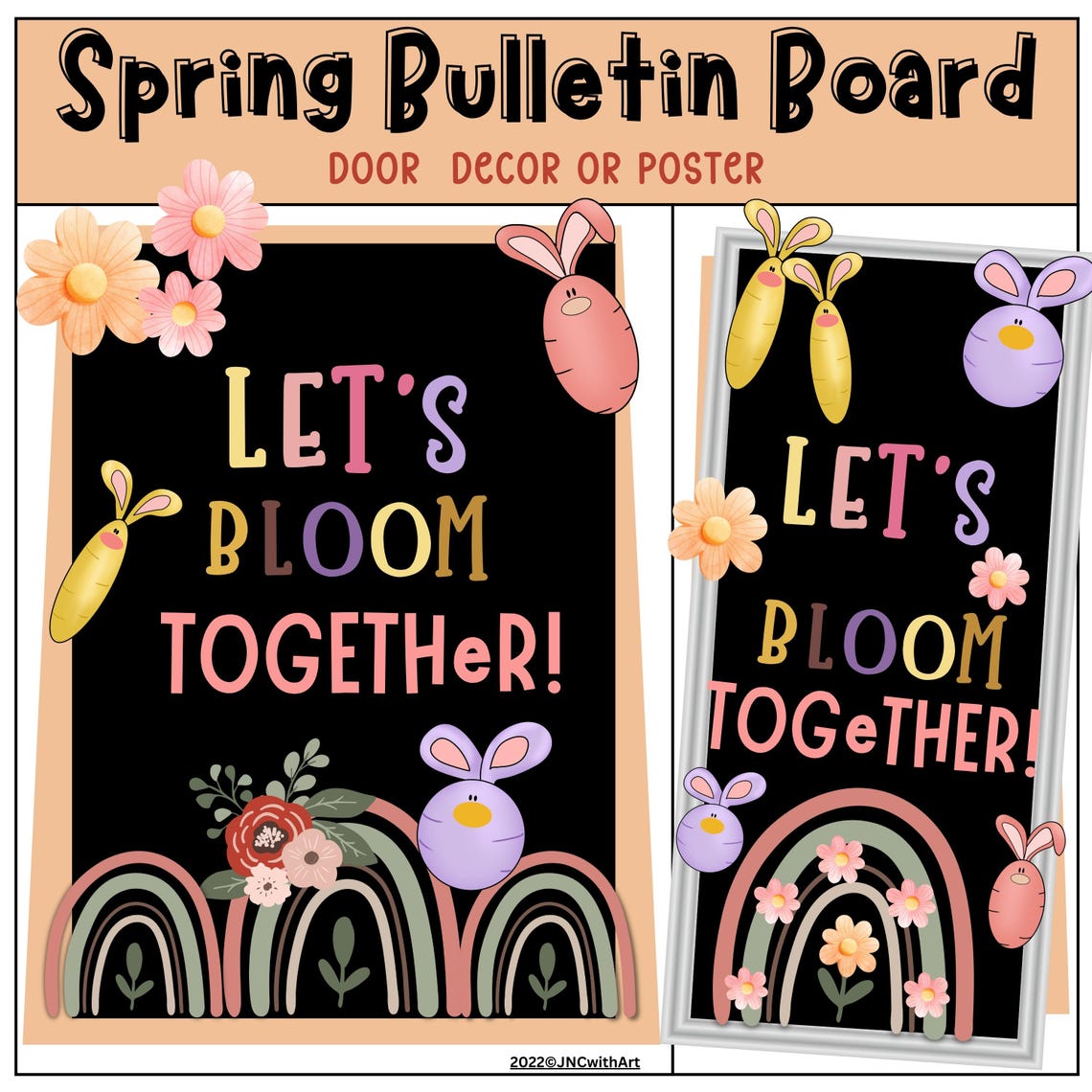Spring Bulletin Board Kit: Let's Bloom Together, Editable (digital ...