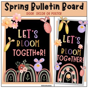 Let's Bloom Together Bulletin Board, Spring Bulletin Board Kit, Easter ...