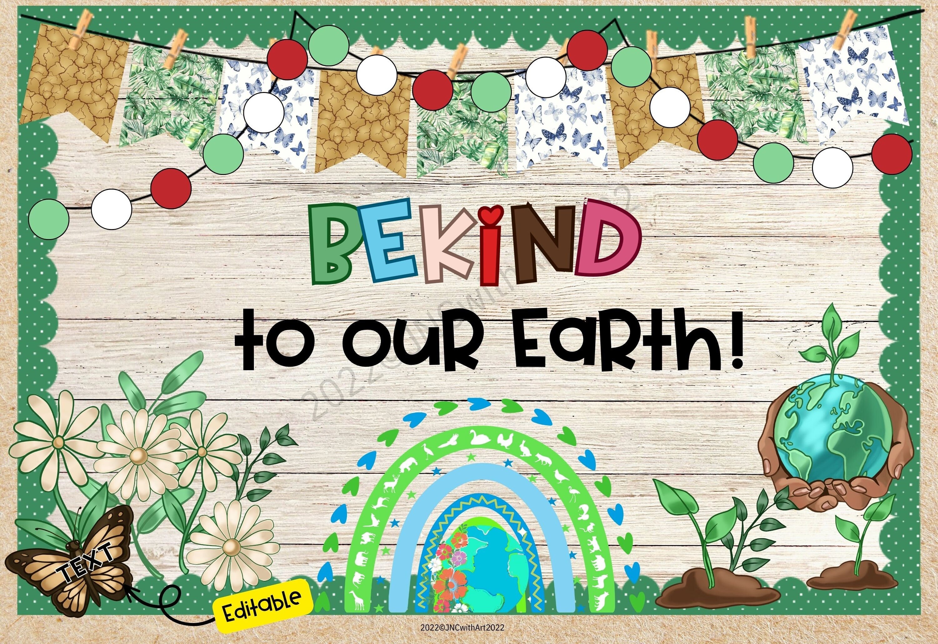 Be Kind to Our Earth,bulletin Board Kit, Classroom Door Decor,earth Day ...