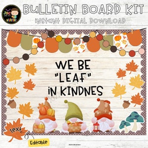 Welcome Fall Gnomies Kindness Bulletin Board Kit Door Decor Editable - Etsy