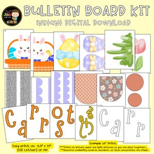 Easter Bulletin Board Kit Spring Bunnies Classroom Door Decor Editable ...