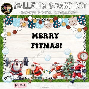 Santa’s Workout Bulletin Board Kit December Classroom Decor PE Class ...