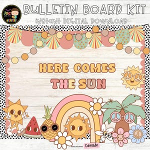 Here Comes the Sun Bulletin Board Kit | Groovy Summer Classroom Decor ...