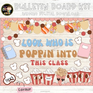 Back to School Popcorn Bulletin Board Kit Door Decor Editable - Etsy
