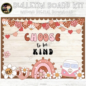 Groovy Valentines Day Bulletin Board Kit Door Decor Retro February ...