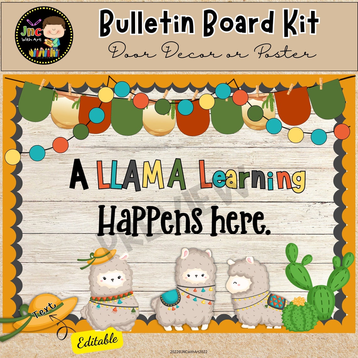 Back to School Llama Bulletin Board Kit Door Decor Editable - Etsy