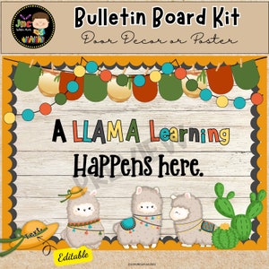 Back to School Llama Bulletin Board Kit | Door Decor | Editable - Etsy