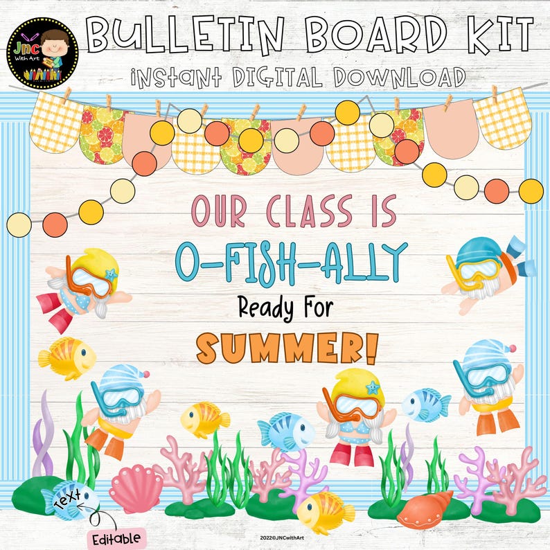 O-FISH-ALLY Summer Bulletin Board Kit, Classroom Decor, Ocean Theme ...