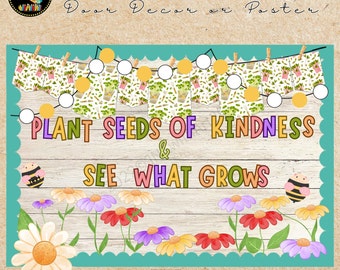 Seeds of Kindness Spring Flowers March Bulletin Board Kit - Etsy