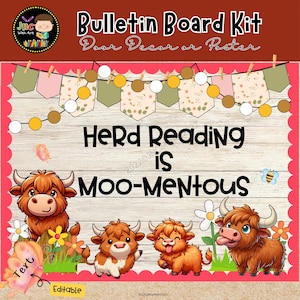 Highland Cow Spring Bulletin Board Kit Back to School Classroom Door ...