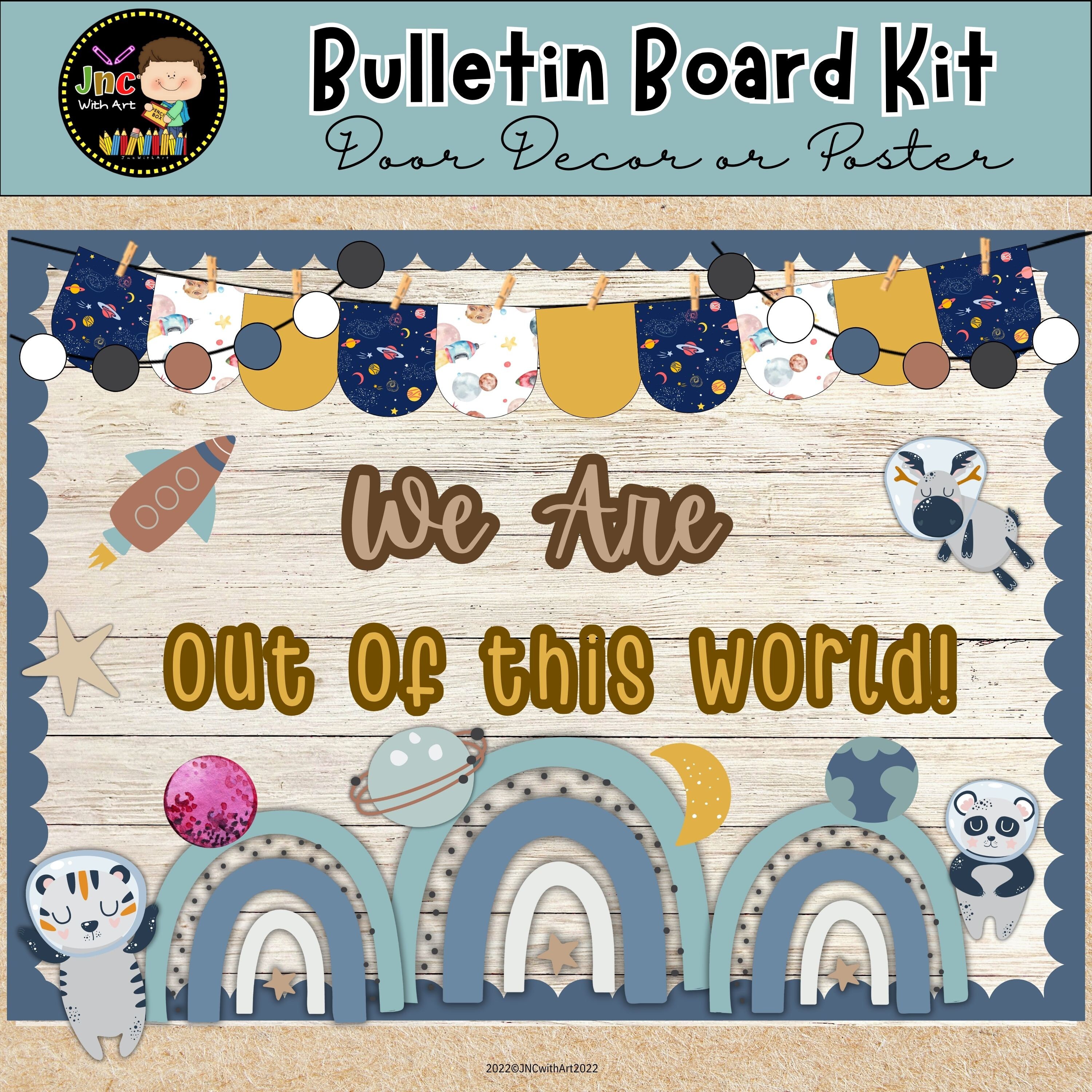 Space Back to School Bulletin Board Kit Summer Aug Door Decorations ...