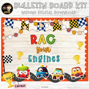 Back to School Bulletin Board Kit Classroom Door Decor Racing Into Our ...