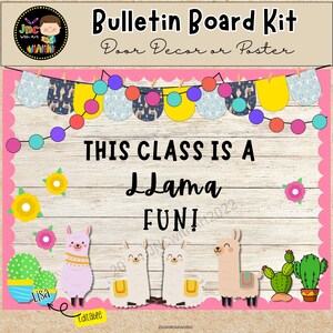 Llama Bulletin Board Kit, Summer Back to School, Door Decoration ...