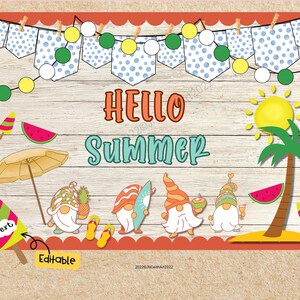 Summer Gnomes Bulletin Board Kit End of the Year June July Door Decor ...