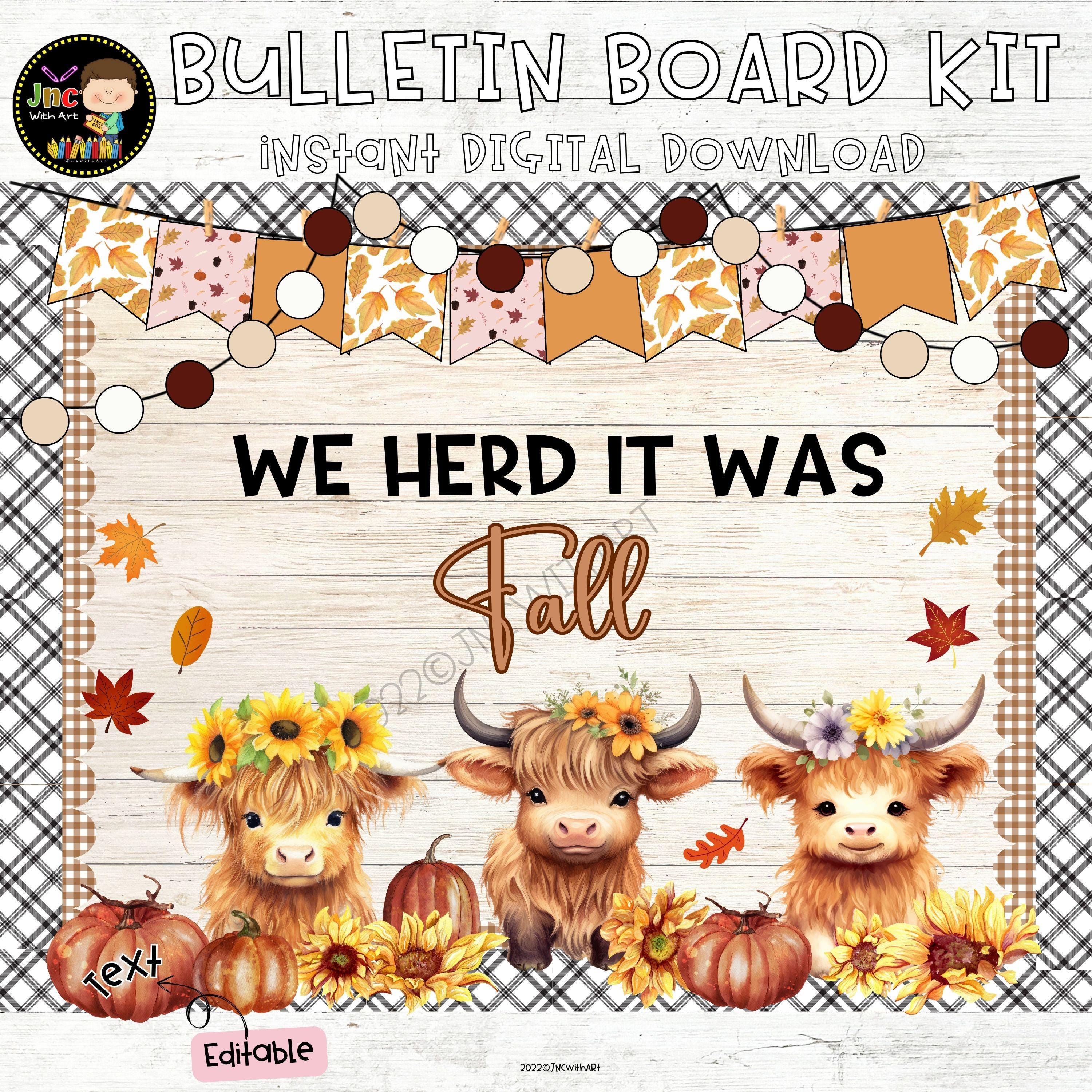 Highland Cow Fall Bulletin Board Kit Classroom Door Decor Autumn ...