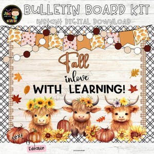 Highland Cow Fall Bulletin Board Kit Classroom Door Decor Autumn ...