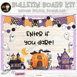Haunted Houses Bulletin Board Kit Spooky Fall Halloween Door Decor ...