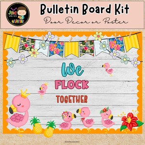 Flamingo Bulletin Board Kit | Back to School Flock Door Decor | Summer ...