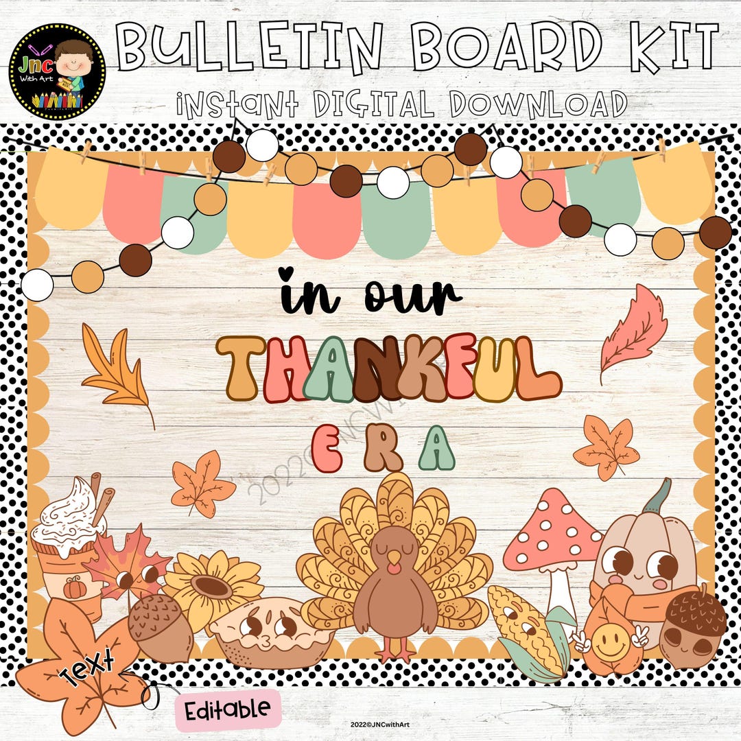 Thanksgiving Groovy Bulletin Board Kit Fall Door Decor Classroom ...