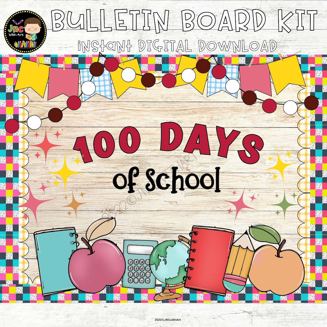100 Days of School Bulletin Board Kit Classroom Decor Writing Activity ...