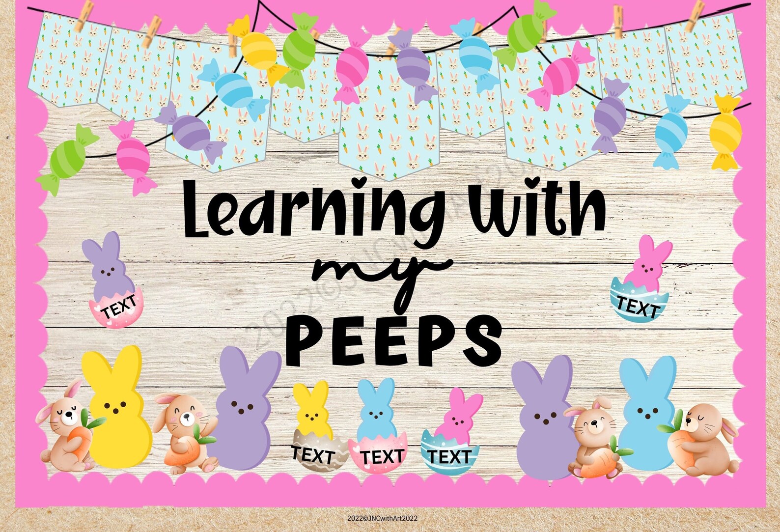 Easter Bunny Bulletin Board Kit,spring Door Decor,april Classroom Decor ...