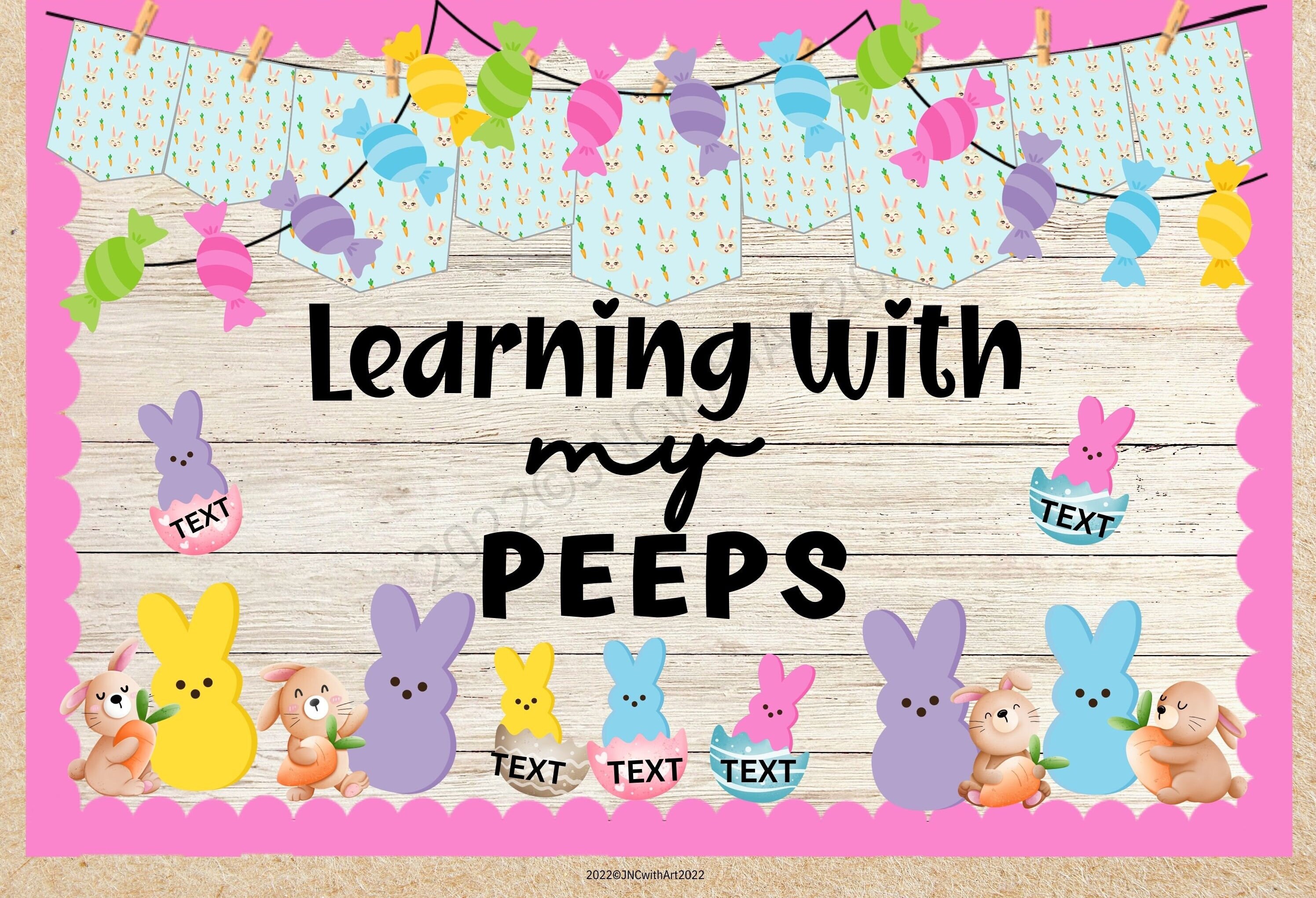 Easter Bunny Bulletin Board Kit,spring Door Decor,april Classroom Decor ...