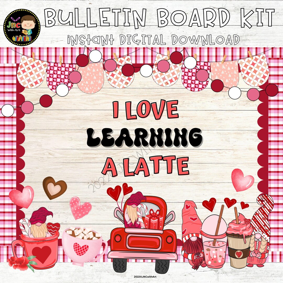 Learning a Latte Bulletin Board Kit Truck Valentine's Day Door Decor ...