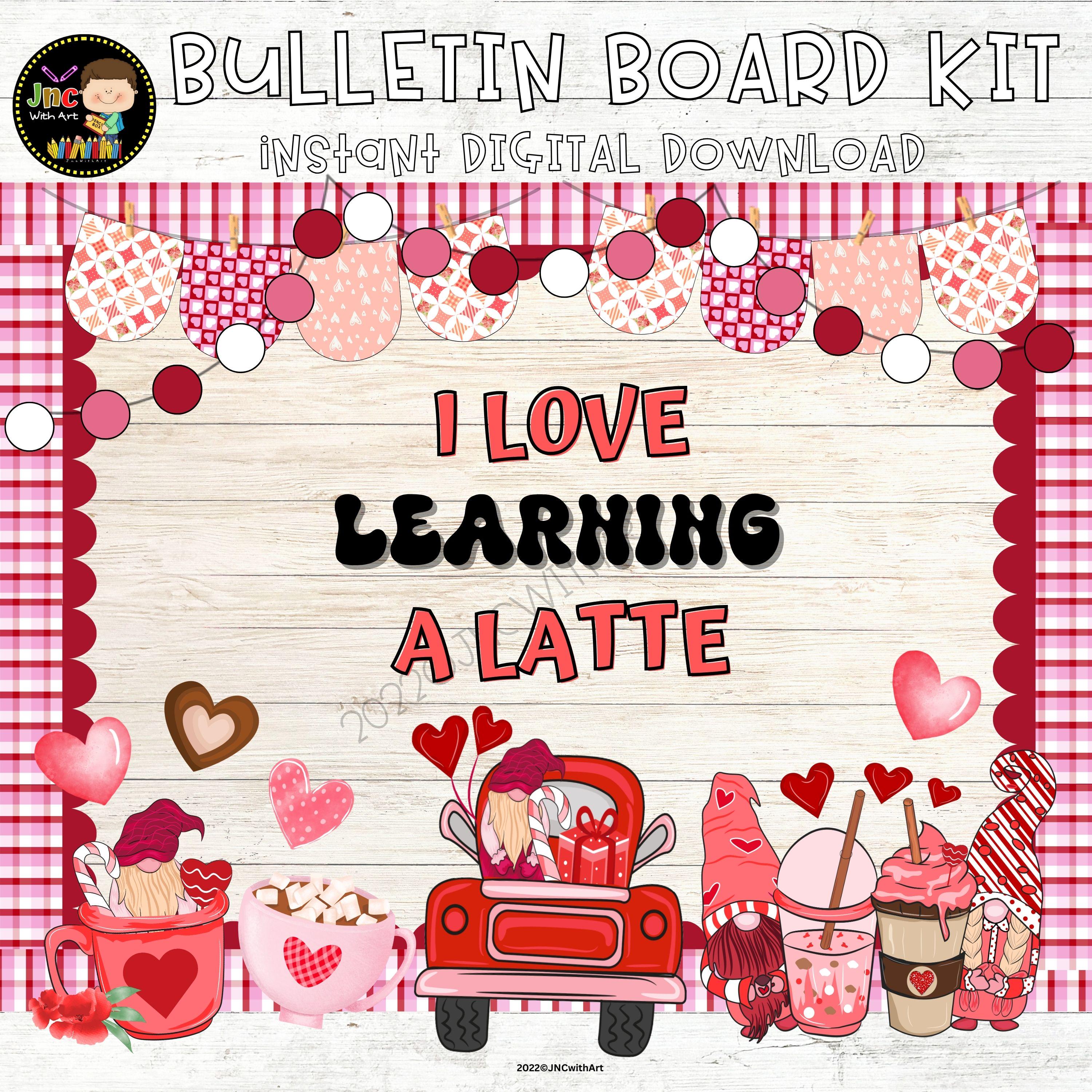 Learning a Latte Bulletin Board Kit Truck Valentine's Day Door Decor ...