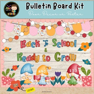 Gnome Back to School Bulletin Board Ideas Door Decor Kit Printable Grow ...